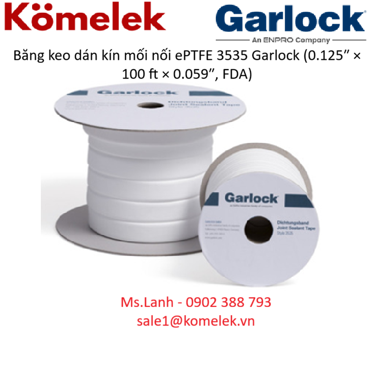 Băng keo dán kín mối nối ePTFE 3535 Garlock (0.125″ × 100 ft × 0.059 ...